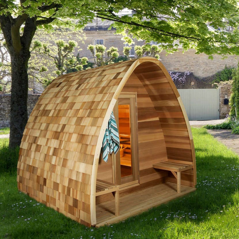 Dundalk Outdoor Pod Sauna, Heater included, customizable - Divine Saunas